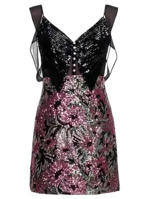 SELF-PORTRAIT Sequin Embellished Mini Dress - Black