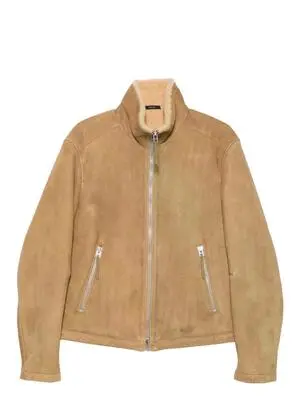 TOM FORD Zip-pocket Suede Shearling Jacket - Brown