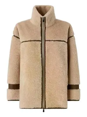 Pinko Faux Shearling Panelled Coat - Neutrals