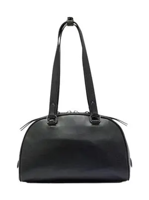DIESEL® 1dr Dome Leather Boston Bag With Embossed Logo - Black