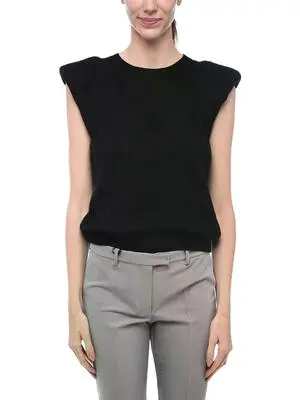 Federica Tosi Padded Shoulder Sleeveless Sweater - Black