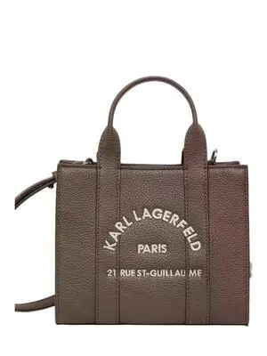 Karl Lagerfeld Logo-embroidered Pebbled Tote Bag - Brown
