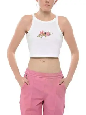 GIVENCHY Givenchy White Cotton Floral Graphic Cropped Top