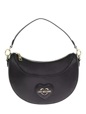 Moschino Heart Patch Shoulder Bag - Black