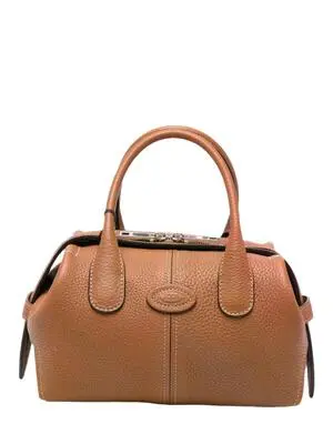 TOD'S Mini Logo-patch Pebbled Tote Bag - Brown