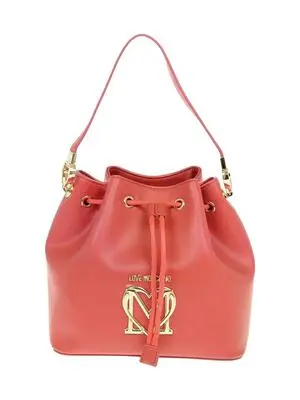 Moschino Logo Plaque Bucket Bag - Red