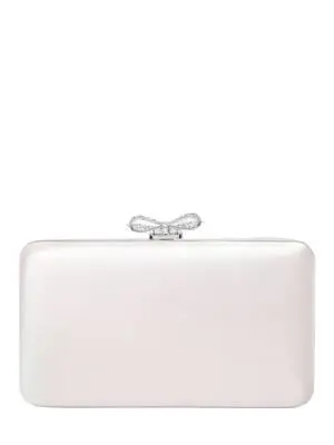 SELF-PORTRAIT Satin Clutch With Embellished Bow Detail - Pink