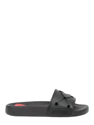 Moschino Heart Motif Slides - Black