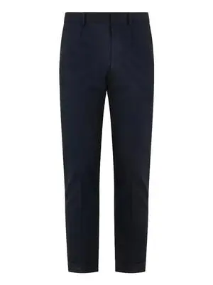 MOORER Tailored Pressed Crease Turn-up Trousers - Blue