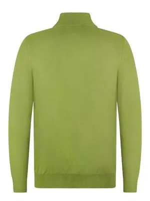 MOORER Zip-up High-neck Cardigan - Green