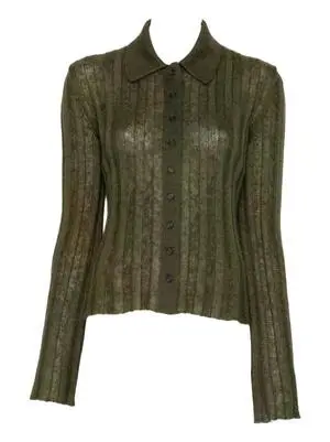 Khaite Ribbed Knit Cardigan - Green