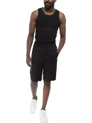 NEVER ENOUGH Linen Belt-loop Shorts - Black
