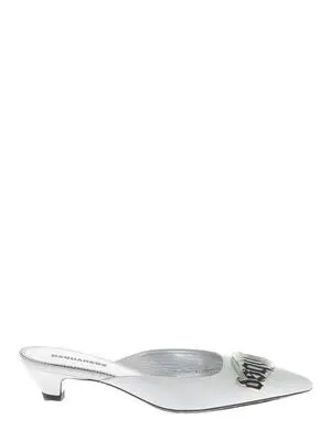 Dsquared2 Logo Plaque Pointed-toe Mules - Silver