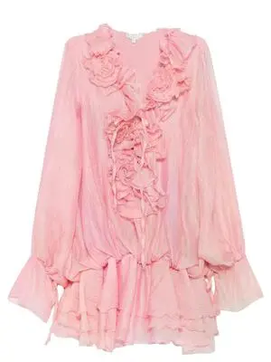 PAPER LACE Ruffled Tiered Mini Dress - Pink