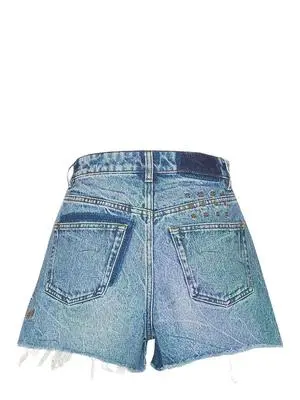 Ksubi Kut Off Frayed Denim Mini Shorts - Blue
