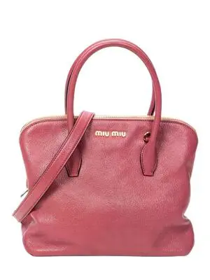 MIU MIU Miu Miu Madras Leather Tote Bag