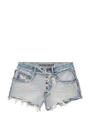 Alexander Wang Inverted Bleach Denim Shorts - Blue