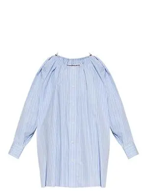 Alexander Wang Bungee Scoop Neck Mini Shirt Dress - Blue