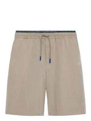 Loewe Relaxed Fit Wool & Cotton Drawstring Shorts - Beige