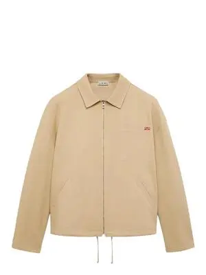 Loewe Cotton Zip-up Jacket With Embroidered Logo - Beige