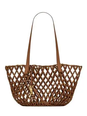 Saint Laurent Panier Small Beaded Basket Tote - Brown
