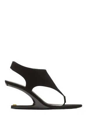 Balmain No Wedge Suede Sandals With Sculptural Heel - Black