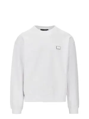 Dolce & Gabbana Crewneck Sweatshirt With Logo Plate - White