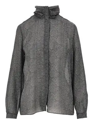 Emporio Armani Check Print Satin Shirt - Black