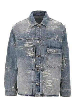 Emporio Armani Denim Jacket With Vintage Effect - Blue