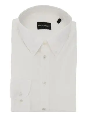 Emporio Armani Cotton-blend Technical Poplin Hirt - White