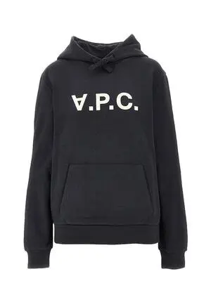 A.p.c. Flocked Logo Hoodie - Black