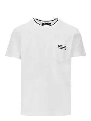 Dolce & Gabbana T-shirt With Pocket And Logo Patch - White