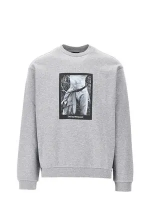 Emporio Armani Logo Print Crewneck Sweatshirt - Grey