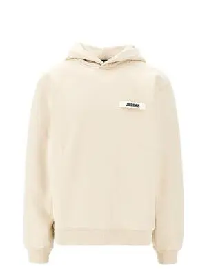 Jacquemus JACQUEMUS Fleece-Back Cotton Jersey Hoodie With Embroidered Logo Beige