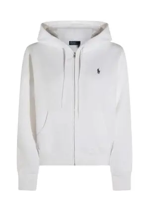 Polo Ralph Lauren Full Zip Knit Sweatshirt With Logo Detail - White