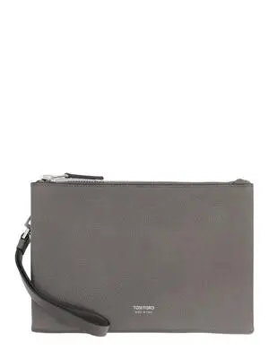 TOM FORD Pouchette Minimal Sottile Leather Wristlet - Gray