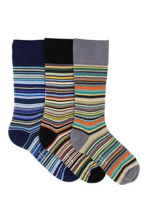 Paul Smith Set Of Three Striped Socks - Multicolor