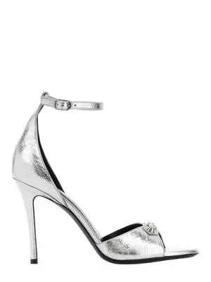 Balenciaga Leather City Up Sandals - Silver