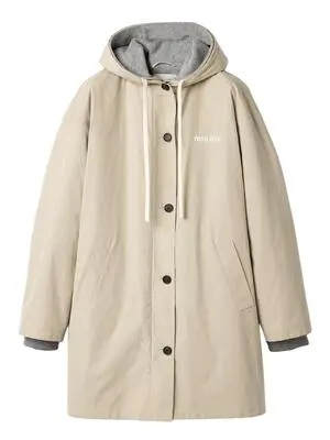 Miu Miu Single-breasted Cotton And Fleece Caban Jacket - Sand Beige