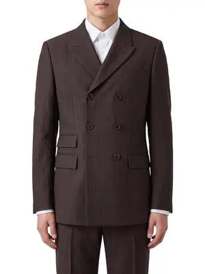 Burberry Double Breasted Jacket - Brown