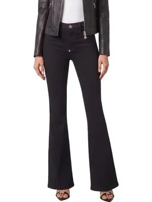 Philipp Plein High-waisted Flared Jeans In Stretch Denim With Metal Logo - Black