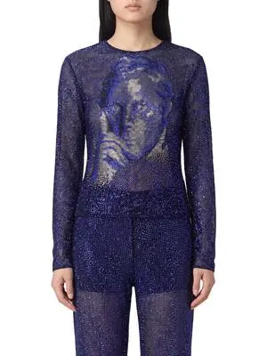 Giorgio Armani Embellished Polyamide Long-sleeved Top - Blue