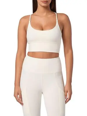 PLEIN SPORT Plein Sport Cropped Sports Bralette Top With Criss-Cross Straps White