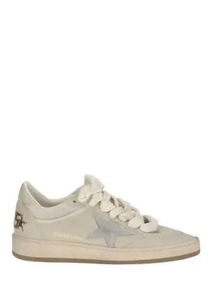 GOLDEN GOOSE Ball Star Distressed Laminated Leather Sneakers - Cream