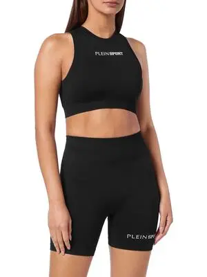 PLEIN SPORT Plein Sport Cropped Slim Fit Jersey Sports Top With Contrasting Logo