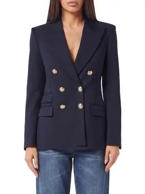 Philipp Plein Double Breasted Blazer With Embellished Detail - Navy