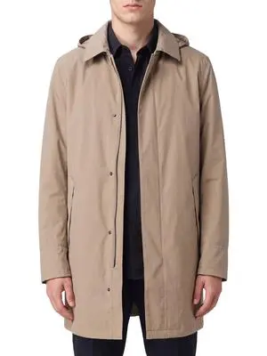 Herno Hooded Technical Fabric Raincoat With Back Vent - Dove Grey