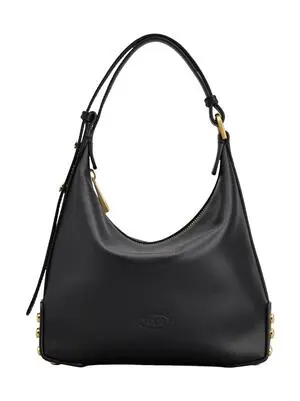 TOD'S Studded Leather Shoulder Bag - Black