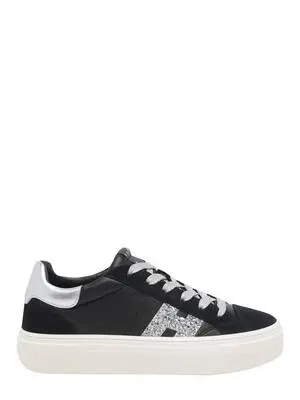 Hogan Platform Sneakers With Glitter Detailing - Black
