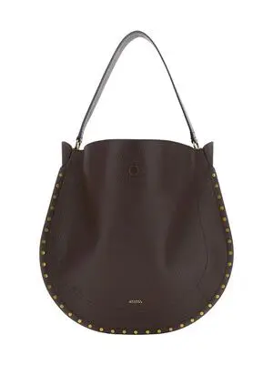 Isabel Marant Étoile Isabel Marant Oskan Studded Calfskin Hobo Bag With Removable Pouch Brown
